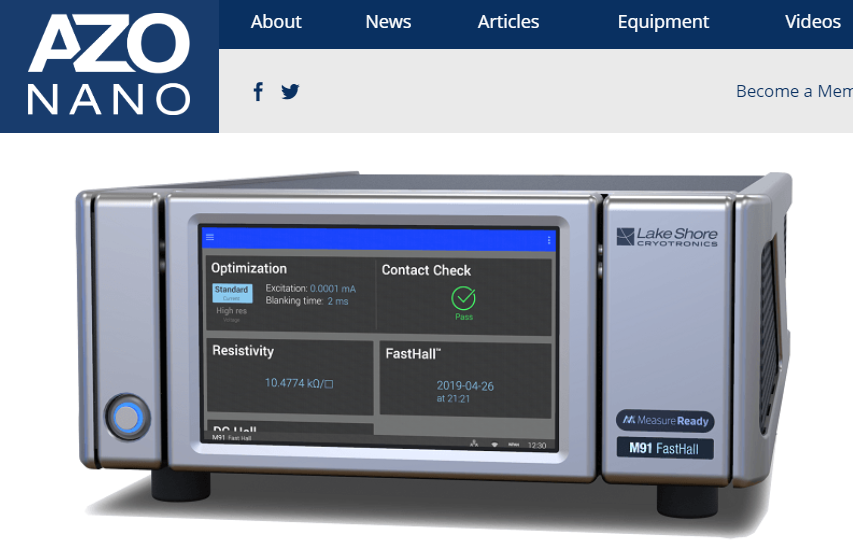 AZONano article on the new FastHall measurement controller